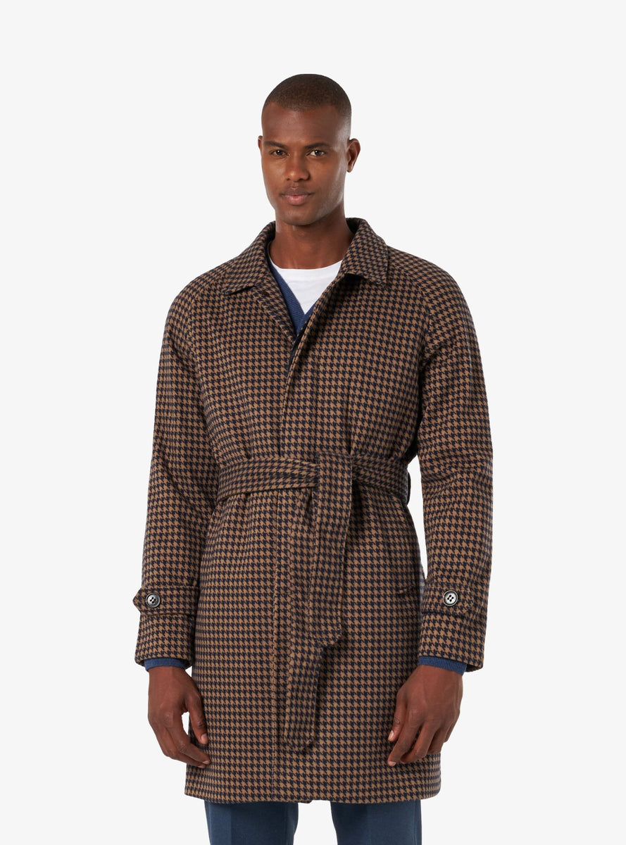 Houndstooth Wool Coat - Cherry – Fusaro Antonio dal 1893